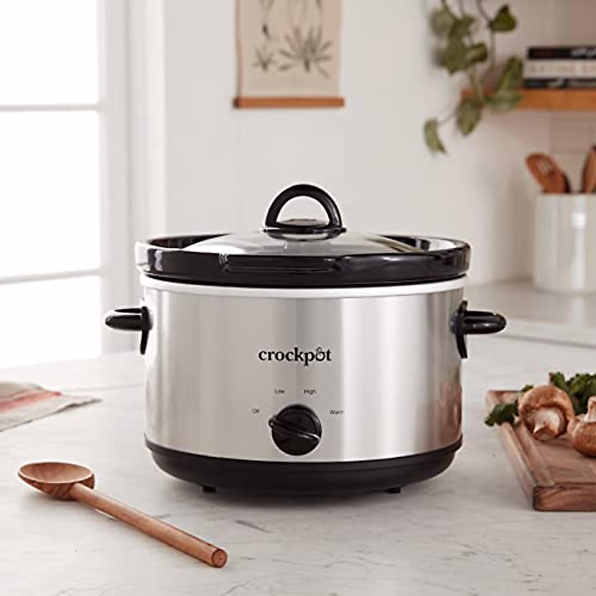 Crock-Pot SCR503SP 5-Quart Smudgeproof Round Manual Slow Cooker with Dipper, Silver