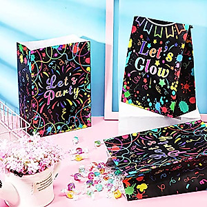 24 Pieces Glow in Dark Party Gift Bags Glow in The Dark Party Supplies Paper Glow Party Favor Bags Let's Glow Candy Bags Neon Goodie Bags Gift Wrap Bags Treat Bags for Birthday Party Favor Decoration