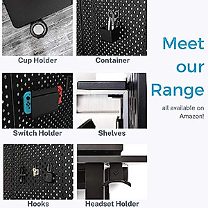 DEZCTOP D-Board Container for Bifrost Desk Series, 4-Inch Cubicle Bin for PegBoard Organizer Accessory, Functional Container for Computer Desk Home Office Table Storage (White)