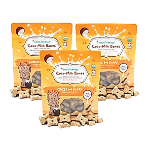 CocoTherapy Ginger Coco-Milk Bones 3 Pack, 6 Ounces Each, USDA Organic