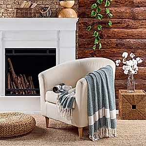 Aegean Concept Blanket, Vintage Boho Rustic 100% Cotton Super Soft 90"x102" (230 cm x 260 cm) King Size, Adult Turkish Muslin Light Bedcover Bedspread King Blankets, (Dark Green)