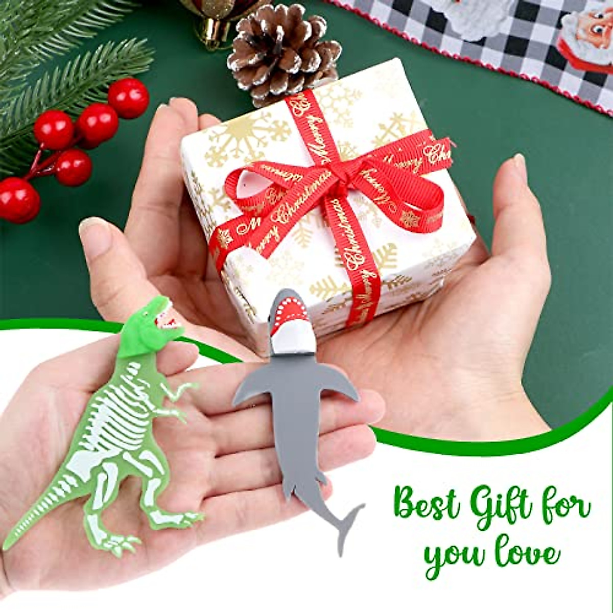 TBoxBo 4 Pack Luminous Dinosaur Bookmark 3D Cartoon Animal Bookmark Giant Shark Bookmark Funny Animals Reading Bookmark Cool 3D Bookmarks for Kids Boys Girls Men Women School Supplies