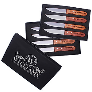 The Wedding Party Store Personalized Steak Knives Gift Set of 4, 6, 8 with Oak Wood Handles (Set of 8)