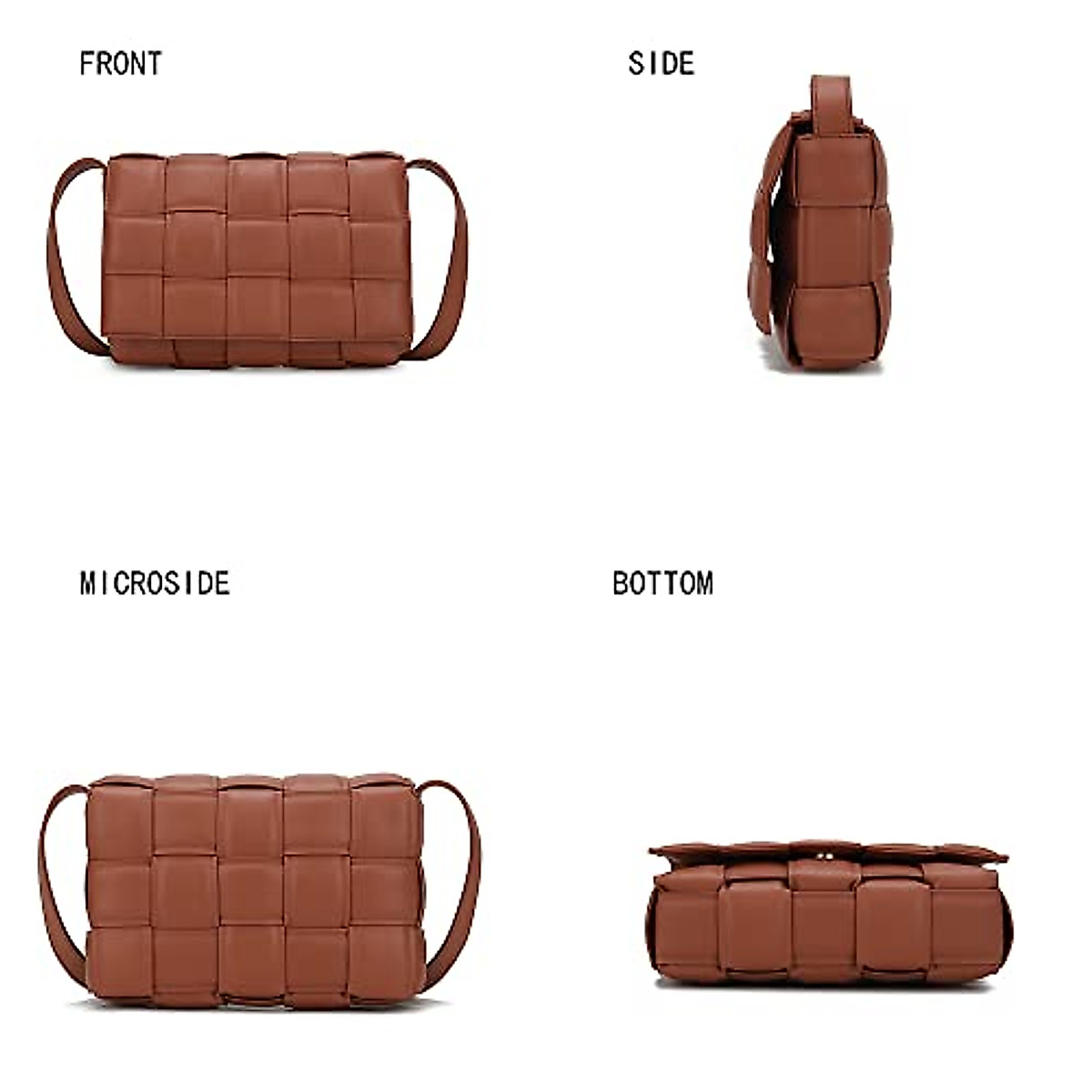 MKF Collection Woven Crossbody bag for women, Vegan Leather Designer Braided Shoulder bag messenger Purse