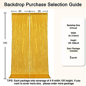 Gold Sequin Backdrop Curtain 4x10ft Glitter Backdrop Curtain for Wedding Birthday Party Home Decoration Thick and Opaque Background Drapes 2 Panel 2x10ft