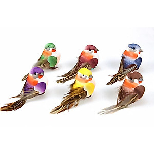 12Pcs Artificial Feather Birds Simulation Foam Birds with Claw Birds Ornaments DIY Craft for Home Garden Wedding Decoration Party Supplies