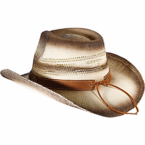 Western Outback Cowboy Hat Men's Women's Style Straw Felt Canvas (Western Bull)
