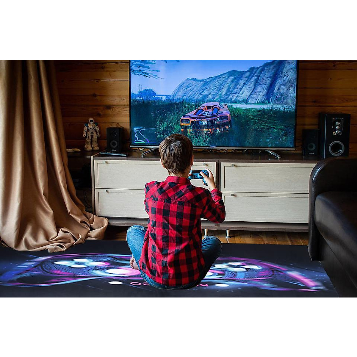 Sunnycitron Gaming Area Rugs Gamer Player Rug for Boys Room Decor Teens 3D Video Game Controller Room Mat Carpet Decor for Bedroom Living Room Playroom Carpet Black Red (59"x39")