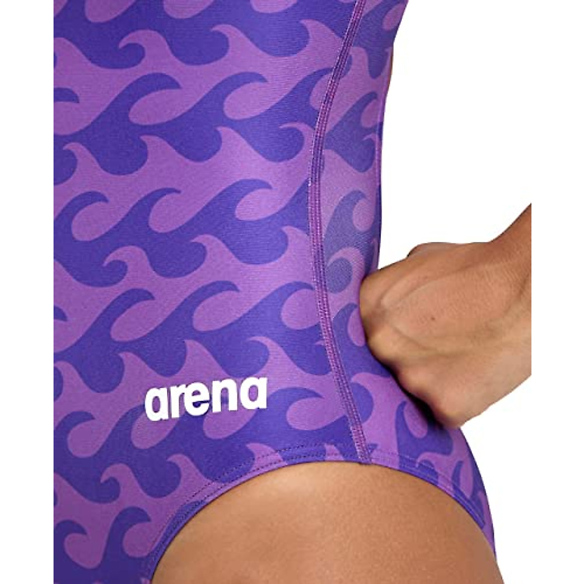 Arena Women's Standard Performance Ride The Wave Swimsuit, Black-Team Purple