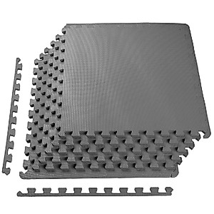 BalanceFrom Puzzle Exercise Mat with EVA Foam Interlocking Tiles for MMA, Exercise, Gymnastics and Home Gym Protective Flooring, 1/2" Thick, 24 Square Feet, Gray
