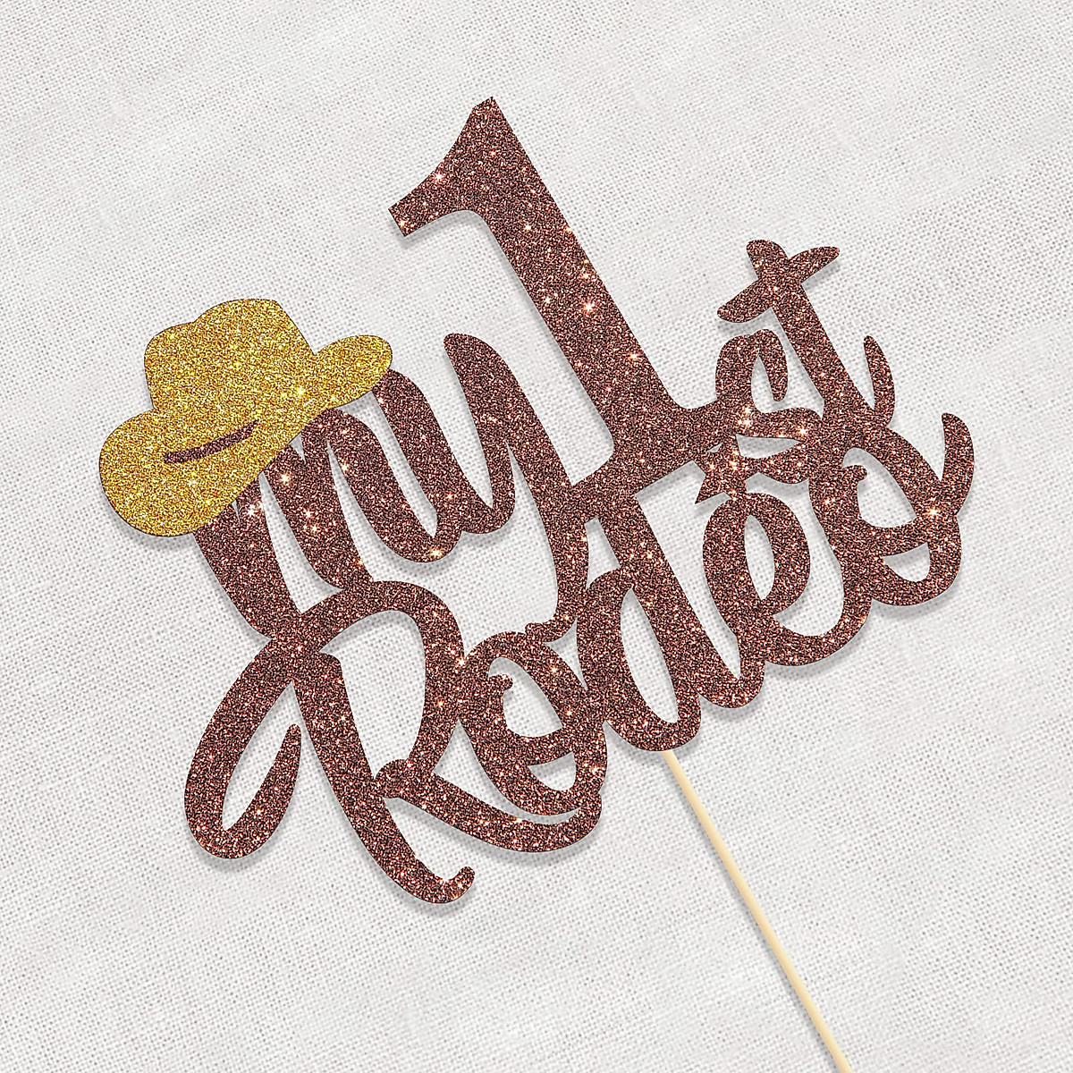 KakaSwa My 1st Rodeo Cake Topper, Shining Cowboy Cowgirl Theme Party Supplies, Western Kids First Rodeo Party / Baby Shower Decor, Brown, Brown3