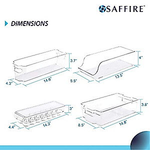 6-Pieces Organizer Bins for Refrigerator, Freezer, Drawer and Pantry BPA-Free