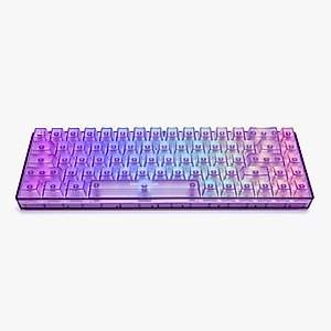 Higround Crystal Amethyst Basecamp 65% Mechanical USB Wired Gaming Keyboard, White Flame Switches, Programable RGB, Transparent/Translucent, Hot-Swappable, Deep Thock Creamy Sounding PC Keyboard