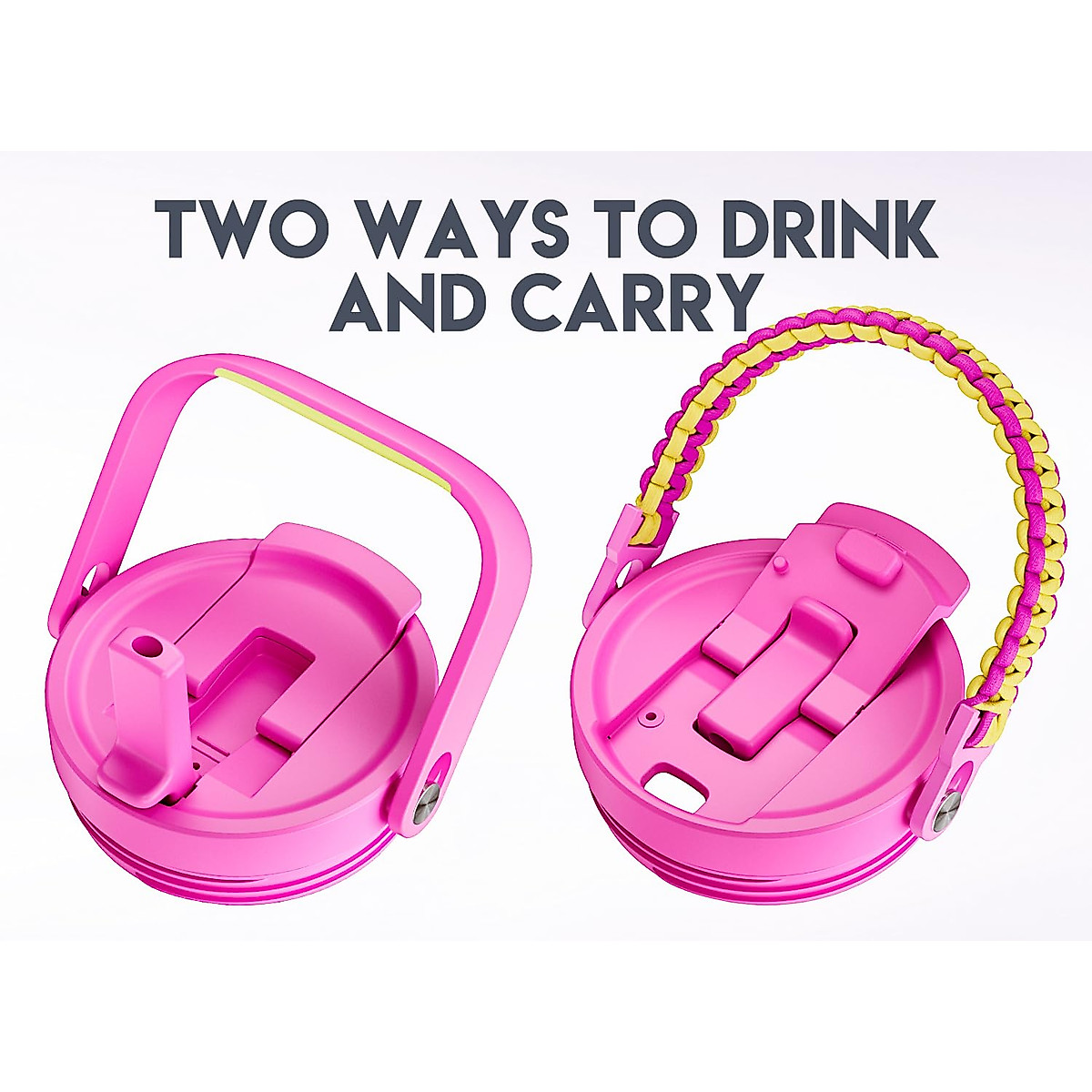 Meoky 40 oz Tumbler with Handle and Straw, Insulated Water Bottle, Stainless Steel Travel Mug, Keeps Cold for 34 Hours, 100% Leak Proof, Fits in Car Cup Holder (Carnival)