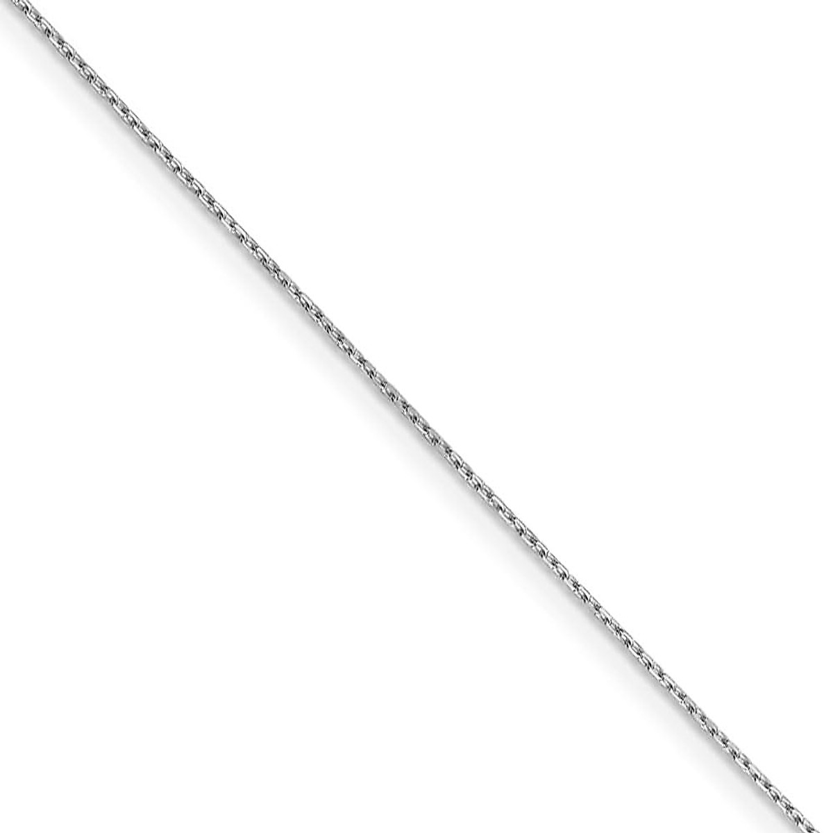 The Black Bow 0.8mm, 10k White Gold, Diamond Cut Cable Chain Necklace, 20 Inch