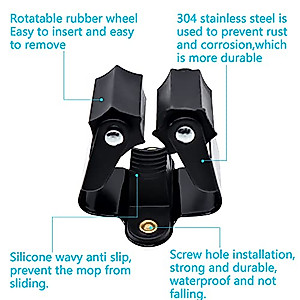 inheming 4pcs Mop and Broom Holder Clip, Broom Hangers Rack Wall Mount, Cleaning Tool Storage Organizer for Kitchen, Garden, Garage, Bathroom