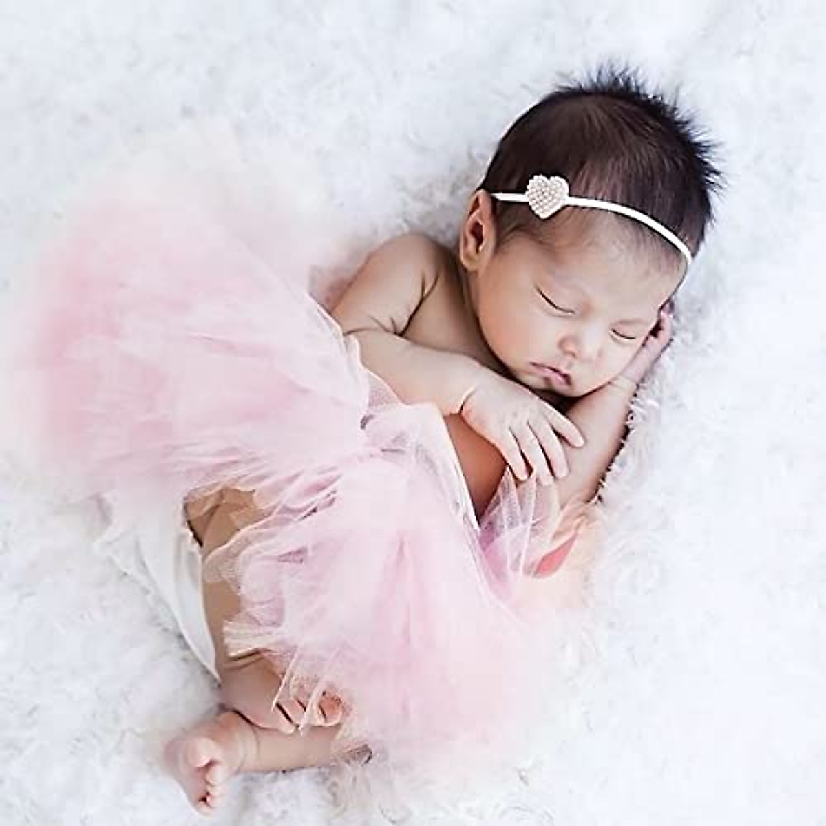 Newborn Photography Props Tutu Skirt with Headband for Baby Girls Newborn Dress Photoshoot Props