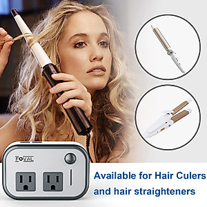 FOVAL Power Step Down 220V to 110V Voltage Converter International Travel Adapter for Hair Straightener/Curling Iron Including US/AU/EU/UK/India Universal Plug Adapter