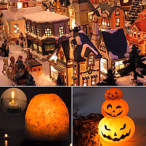 MX232 Set of 2 Accessory Cord with 2 Led Light Bulb 6 Ft White Cord with On/Off Switch Plugs e12 Candelabra LED Light Bulbs and Clips for Halloween Christmas Decorations Craft Village House Decoration