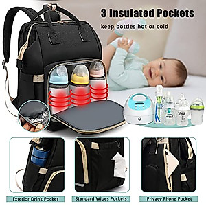 Baby Diaper Bag Backpack with Changing Station - Waterproof, Large 30L Capacity for Boy, Girl, Mom, Dad - Travel Baby Bag with Stroller Straps, Insulated Pockets - 16.5x9.4x14" - Baby Shower Gifts
