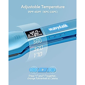 Hair Straightener, 1.75 Inch Wide Titanium Flat Iron for Hair, Professional Hair Straightener with Adjustable Temp(170 ℉-450℉ ), Fast Heat Up Dual Voltage Flat Iron(Blue)