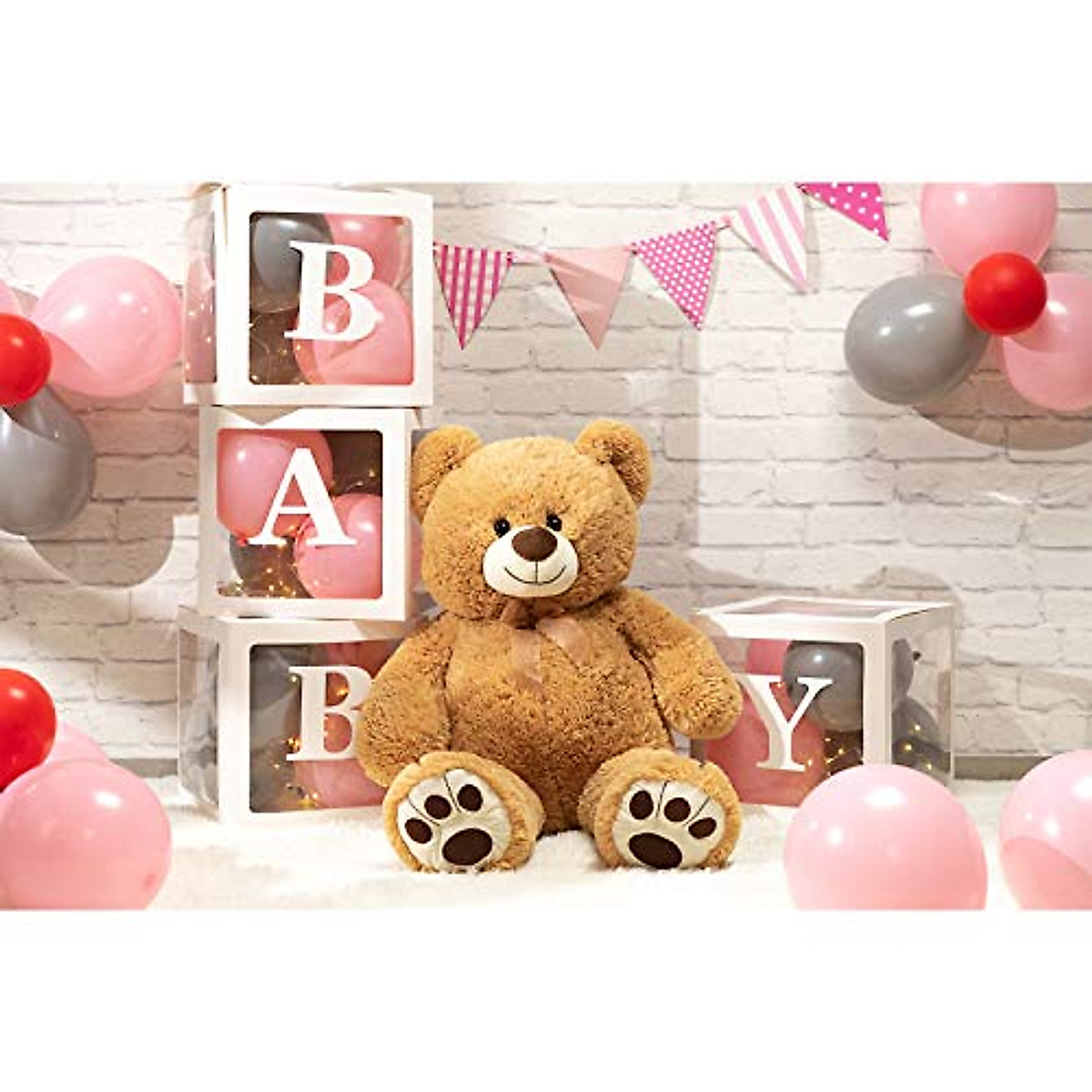 HollyHOME Teddy Bear Stuffed Animal Plush Giant Teddy Bears with Footprints Big Bear 36 inch Tan
