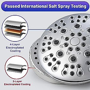 High Pressure Shower Head with Handheld - 6 Spray Settings Water Saving Bathroom Shower Head with 59" Long Hose and Adjustable Brass Joint Holder- The Perfect Removable Shower Head for Bathroom…