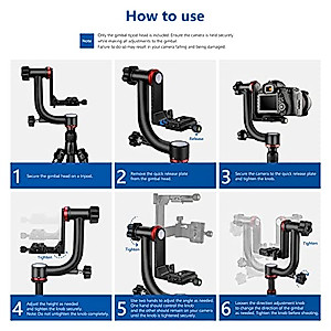 NEEWER Gimbal Tripod Head Professional Heavy Duty Aluminum Alloy with Arca Type Quick Release Plate, GM101 Supports Smoother 360 Degree Panoramic Shooting for DSLR Camera Up to 30lbs/13.6kg