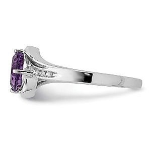 IceCarats 925 Sterling Silver Diamond Purple Amethyst Square Ring Gemstone Band Size 8