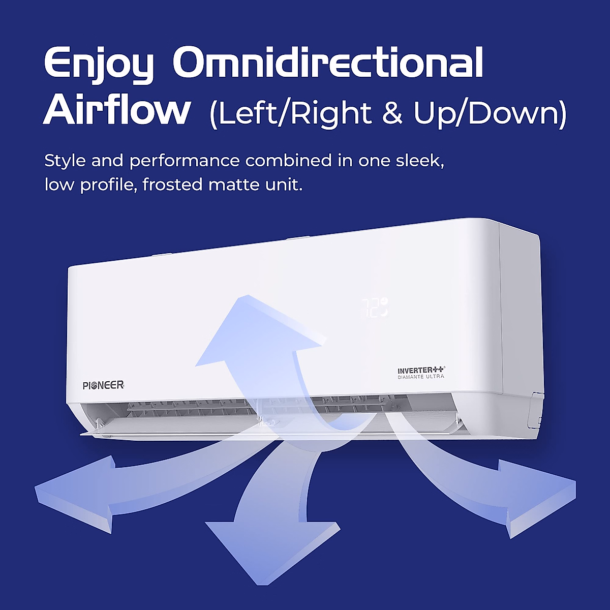 Pioneer® Diamante Ultra 12,000 BTU 23 SEER Energy-Star Wi-Fi Ductless Mini-Split Inverter++ Air Conditioner Heat Pump Full Set with 16 Ft. Kit