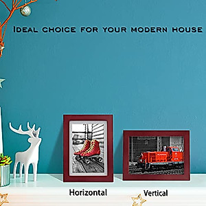Egofine 5x7 Picture Frames 4 Pack Covered by Plexiglass for Picture 4x6 with Mat or 5x7 whitout Mat Made of Solid Wood for Table Top Display and Wall Mounting Photo Frame, Cherry Red