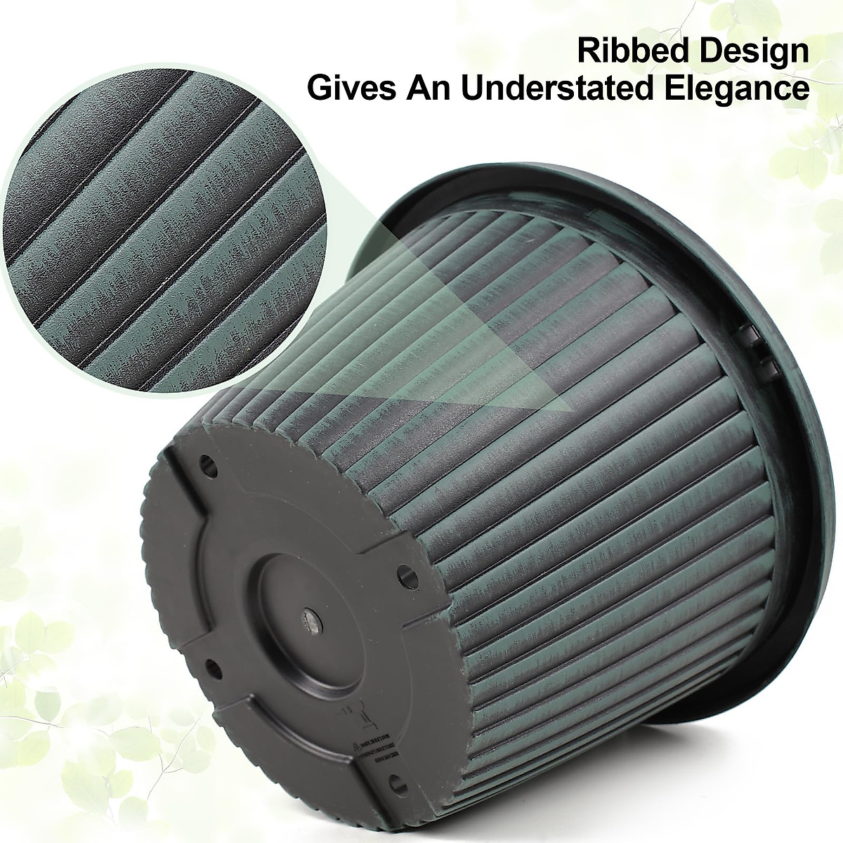 Myfeegoin Planter-Pots-for-Plants-Indoor-Outdoor, 3 Pack 10 Inch Plastic Flower Pots with Saucer & Drainage Holes, Modern Garden Planters for Planting Medium Large Plants，Decorative Resin Garden Pots