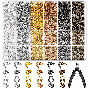 2220 Pieces Crimp Beads for Jewelry Making, Acejoz Knot Covers, Crimp Bead Covers, Crimp Tubes and Wire Guardians with Crimping Pliers for DIY Jewelry Bracelets Necklaces Making