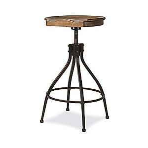 Hillsdale Worland Swivel Backless Stool, Adjustable Stool (One Stool), Brown