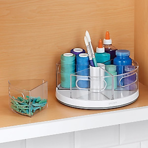 YouCopia Crazy Susan Lazy Susan Organizer, 6 BPA-Free Removable Clear Bins with Handles, Rotating Storage Turntable for Kitchen Cabinet, Pantry and Bathroom Organization,White