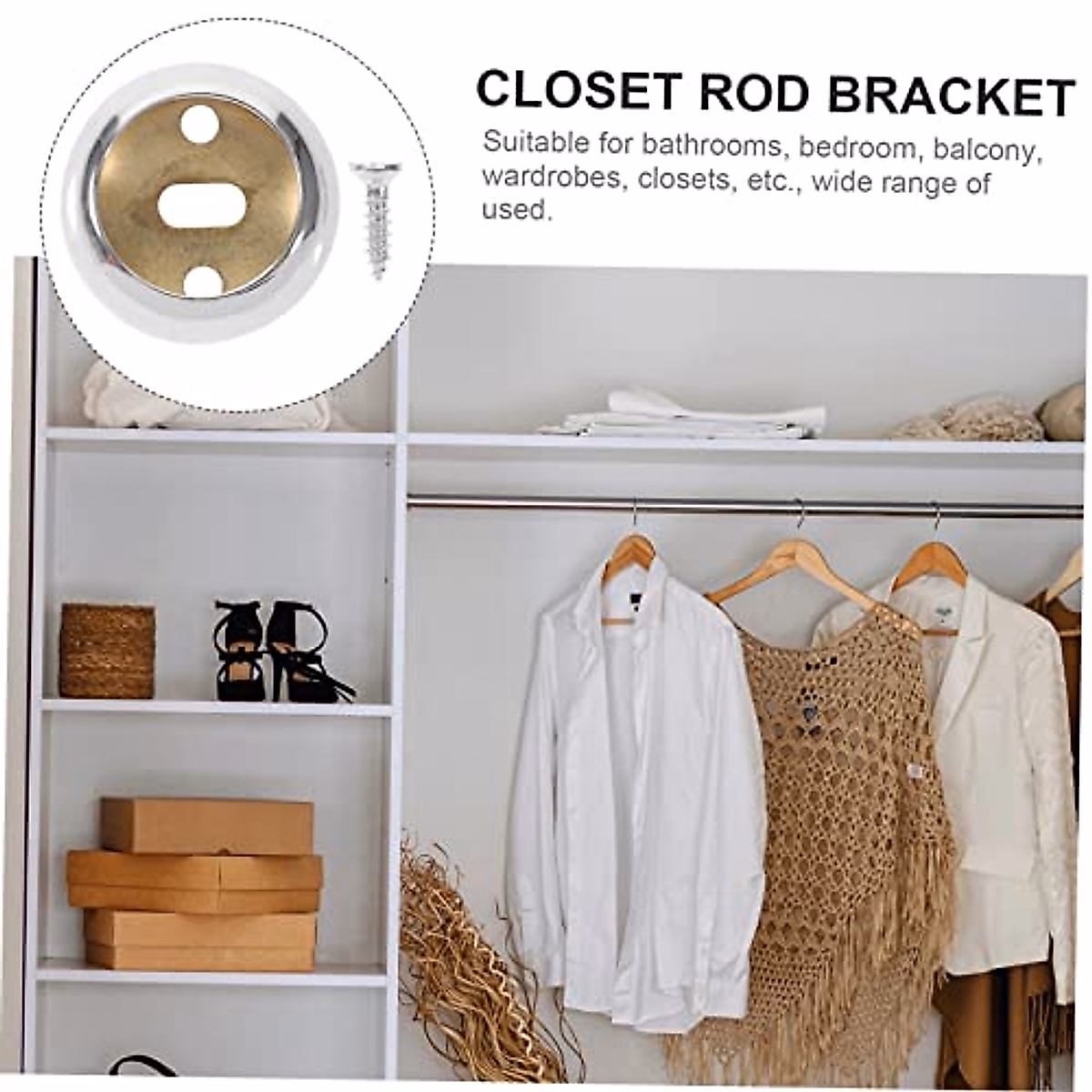 DOITOOL 16 Pcs Shower Curtain Holders Shower Curtain Rod Holder L Brackets Heavy Duty Nail Free Adjustable Rod Bracket Holder Adhesive Curtain Rod Holder Wardrobe Closet Tension Rod Holder