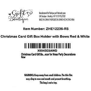 Christmas Card Gift Box Holder with Bows Pack of 6 Red & White Candy Cane Stripe Holiday Gifts Greeting Cards Present Wrap Square Boxes Cash Money Holders Party Favor Decor for Xmas Party Decorations