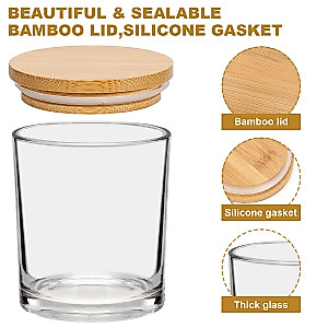 BEIUTAO Candle Jars, 12Pack 10oz Clear Glass Candle Jars With Lids and Candle Wicks, Candle Containers, Candle Making Kit for Making Candles - Dishwasher Safe