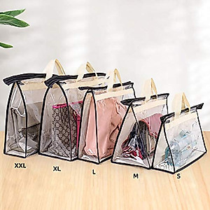 Gcroet Handbag Storage, Handbag Organizer Dust Cover Bag Transparent Anti-dust Purse Storage Bag for Hanging Closet with Zipper and Handle Space-Saving Storage Bag(5 Pack)