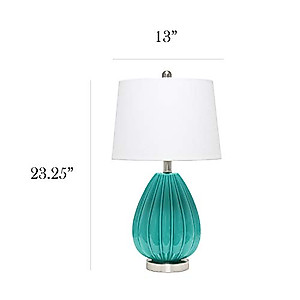 Elegant Designs LT3320-TEL Teal Creased Table Lamp with Fabric Shade