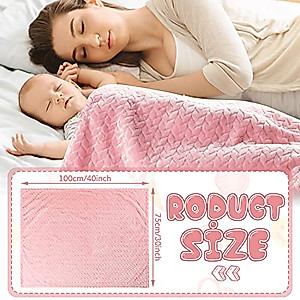 4 Pcs Baby Girl Blankets, Plush Flannel Baby Blanket, Soft and Warm Throw Blankets for Newborn Infant and Toddler, Fleece Blanket for Crib Stroller (30 x 40 Inch)