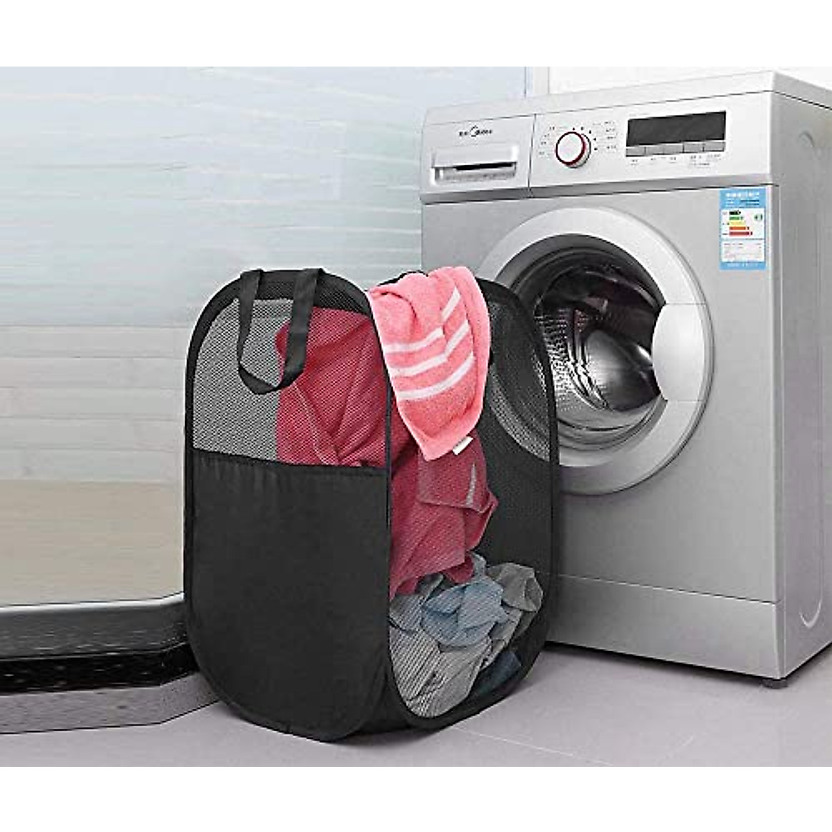 BENJUNC 2 Laundry Baskets, pop-up Laundry Baskets, Foldable mesh Laundry Baskets (Each with 2 Reinforced Handles), Blue ……