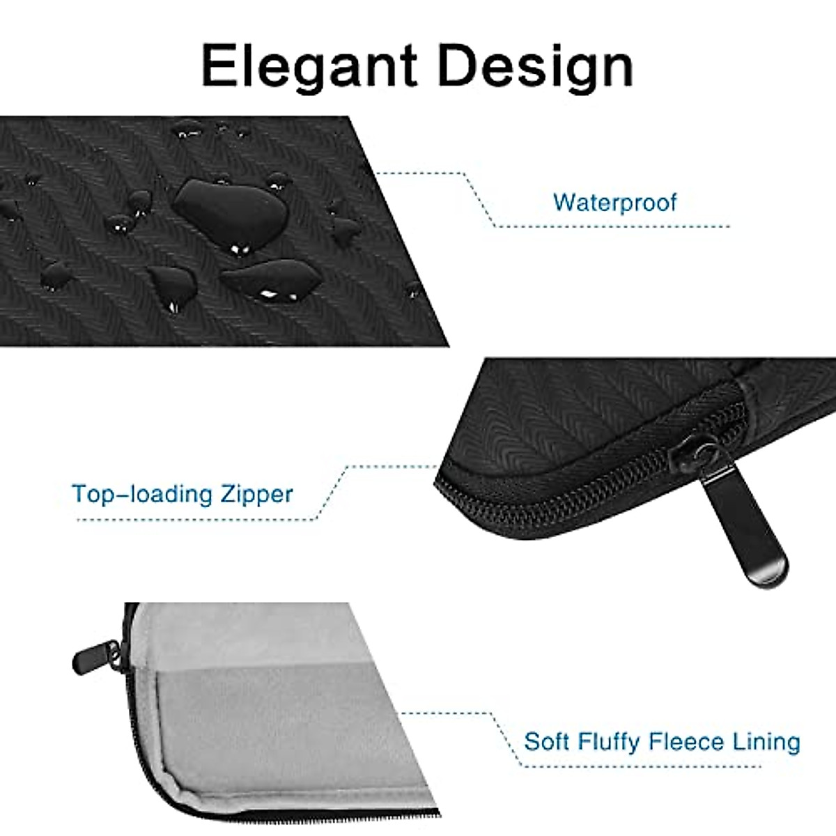 MOSISO Laptop Sleeve Case Compatible with MacBook Air/Pro, 13-13.3 inch Notebook, Compatible with MacBook Pro 14 inch 2023-2021 A2779 M2 A2442 M1, PU Leather Wave Grain Bag with Handy Strap, Black