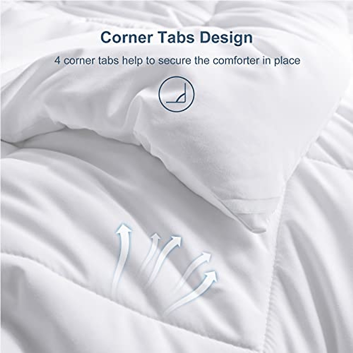 CozyLux Queen Size Bedding Comforter Duvet Insert - Quilted White Comforters with Corner Tabs, 1800 Series Soft Siliconized Fiberfill All Season Down Alternative Bed Comforter - Box Stitched