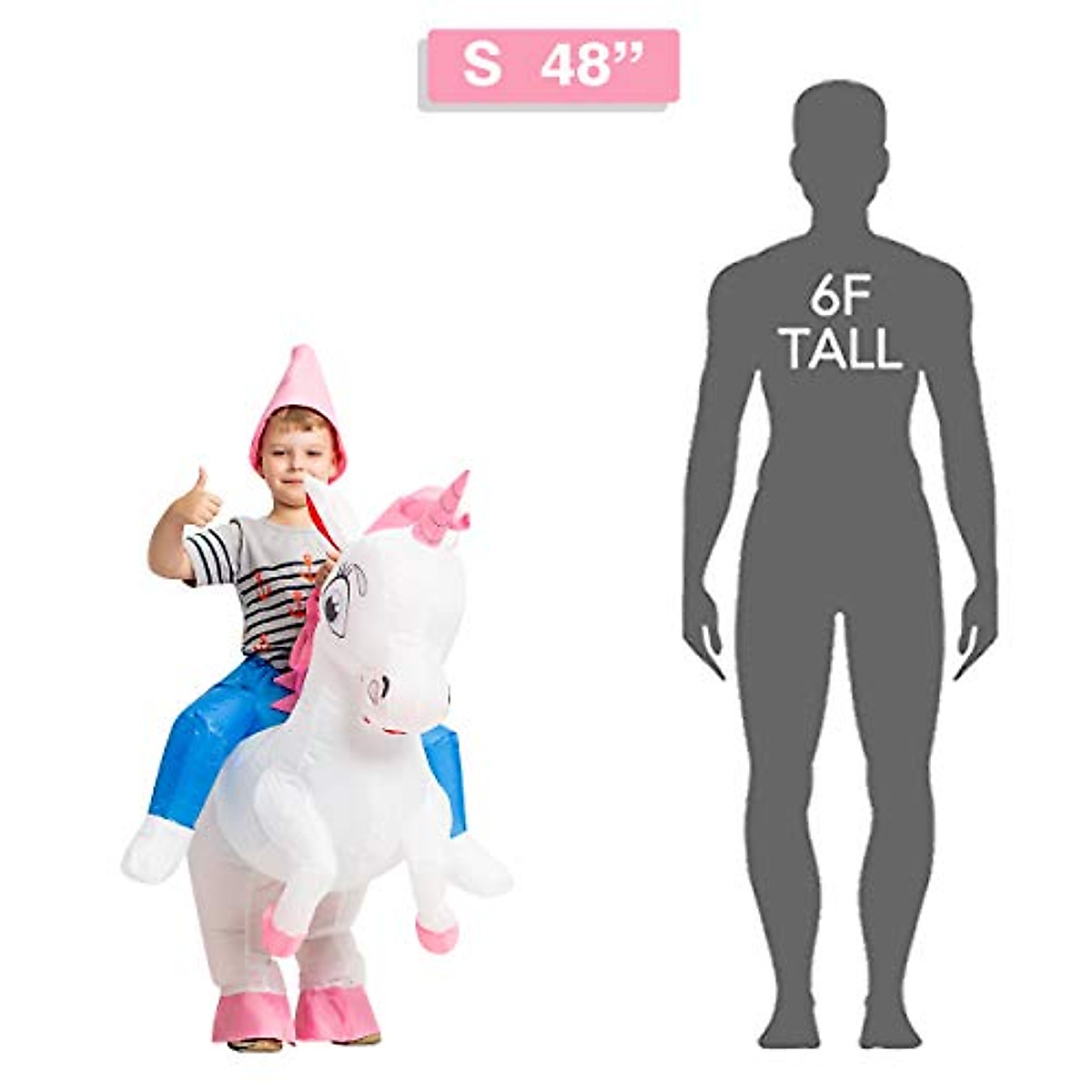 GOOSH Inflatable Unicorn Costume for Kids Halloween Costumes Boys Girls 55IN Funny Blow up Costume for Halloween Party Cosplay