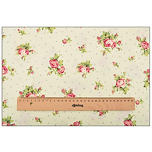 Hanjunzhao Vintage Rose Floral Plaid Fat Quarters Fabric Bundles for Quilting Sewing Crafting,18 x 22 inches