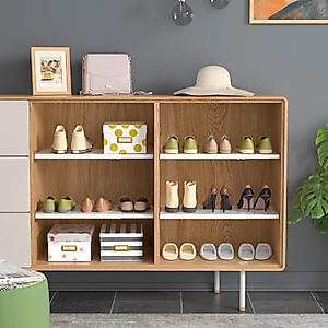 SlimmKISS Expandable Closet Tension Shelves Organizers, Adjustable Shelf for Cabinet Rack Storage Wardrobe Divider Shelving for Pantry 2 Pack (Perforated White,W11.81 x L: 17" to 31")