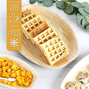 brheez Disposable Bamboo Look - Pack of 6 Oval Serving Platters - 15"x10" Made From All Natural Sturdy Biodegradable and Compostable Palm Leaf - Serving Boats, Serving Trays