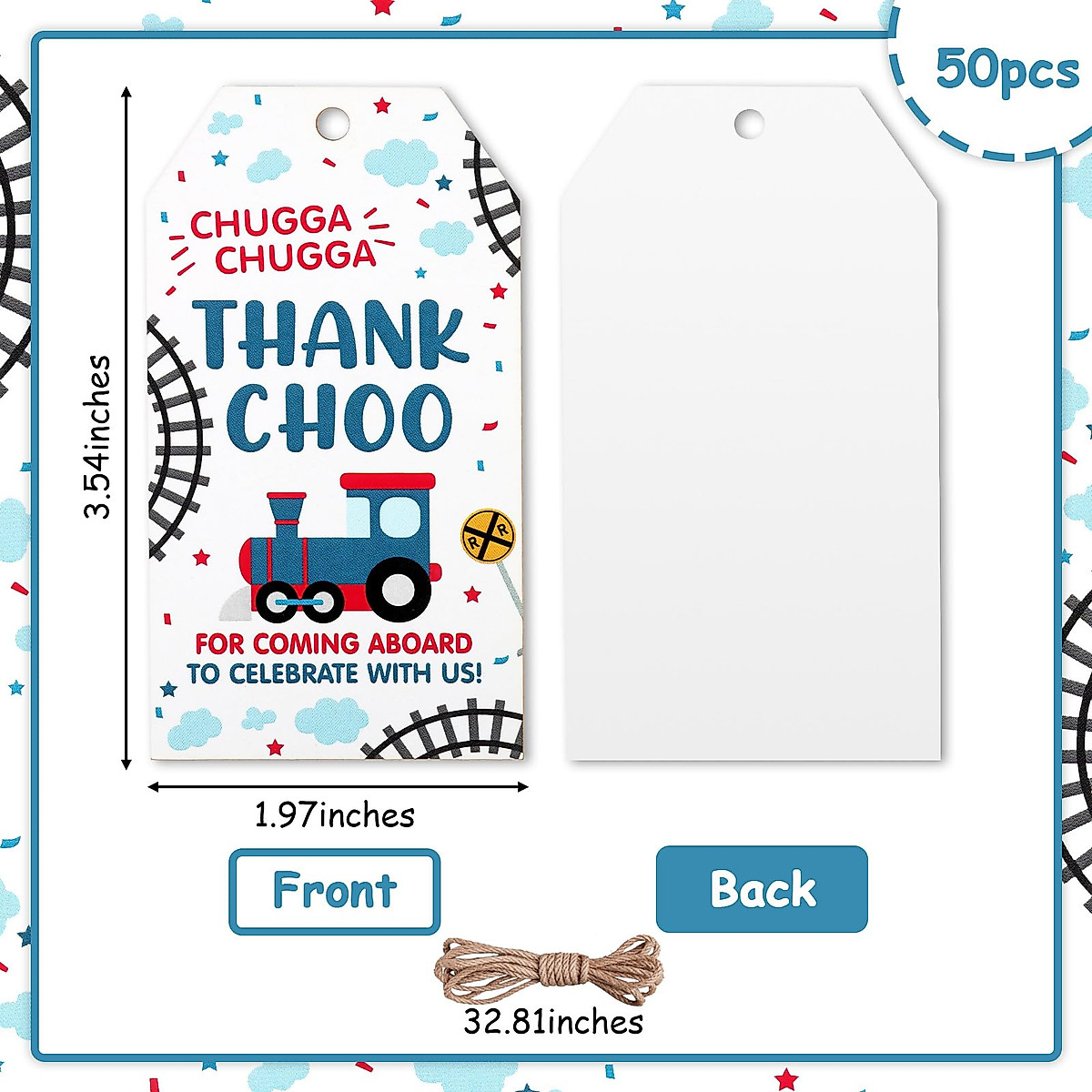 Train Thank You Tags: 50 Choo-Choo Party Favor Gift Labels