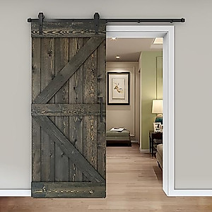 Sliding Barn Door 36 in x 84 in, Made-in-USA, Customizable Solid Wood Barn Door Included 6.25ft Hardware Kit and Pull Handle, Easy Assembly Dark Walnut, British K Series